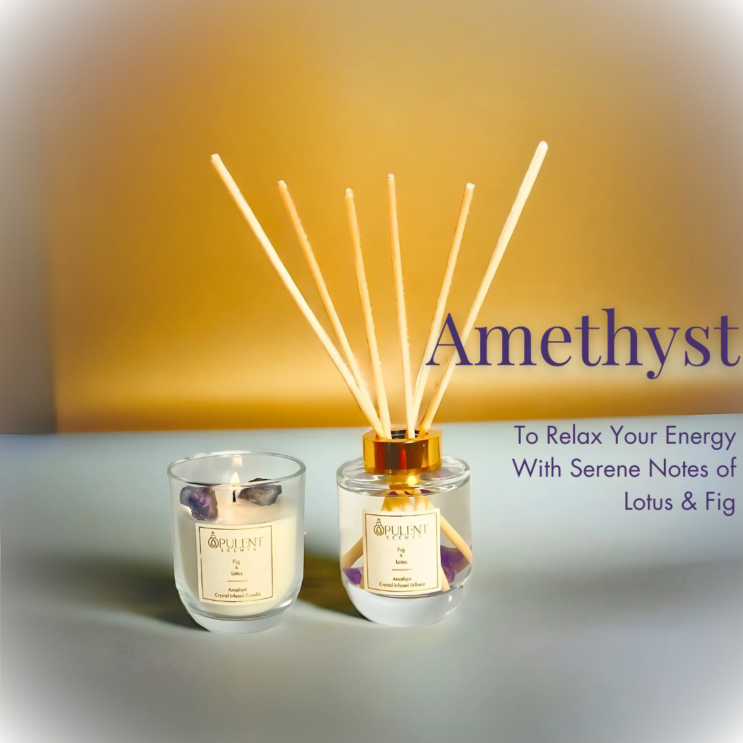 Amethyst Crystal Candle & Diffuser Set for Relaxation & Healing ...