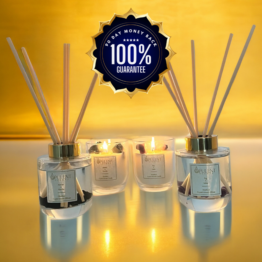 Amethyst Crystal Candle & Diffuser Set for Relaxation & Healing ...